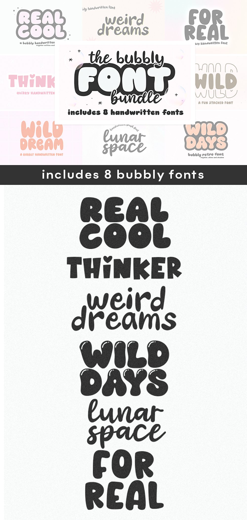 The Bubbly Retro Font Bundle - Font Bundle for Crafters