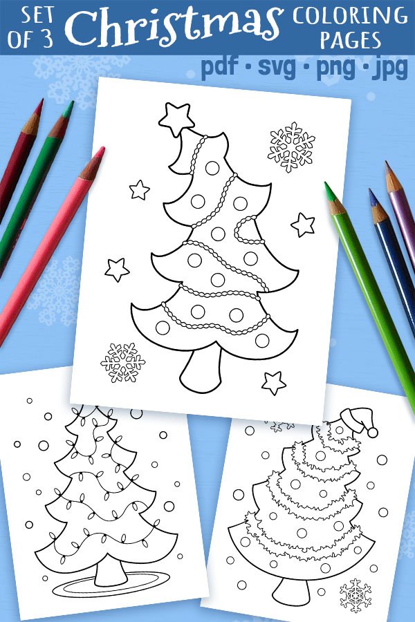 Christmas Tree Coloring Pages, Printable Kids Activity Pages