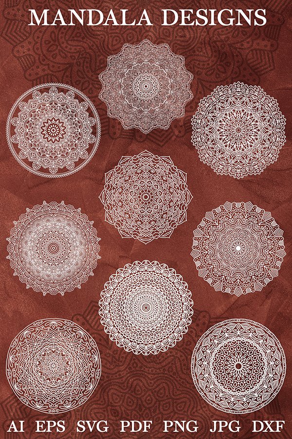 9 Mandala SVG Designs for Cutting Machines