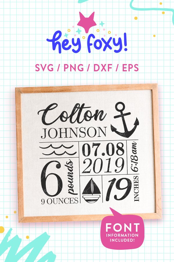 Birth Stats SVG Template - Baby Birth Announcement (1230667)