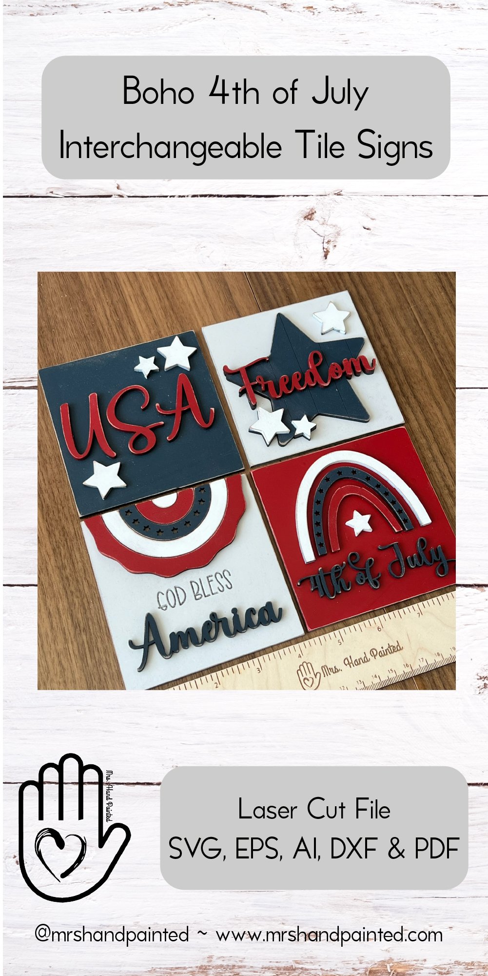 Boho 4th of July Interchangeable Ladder Sign Tile