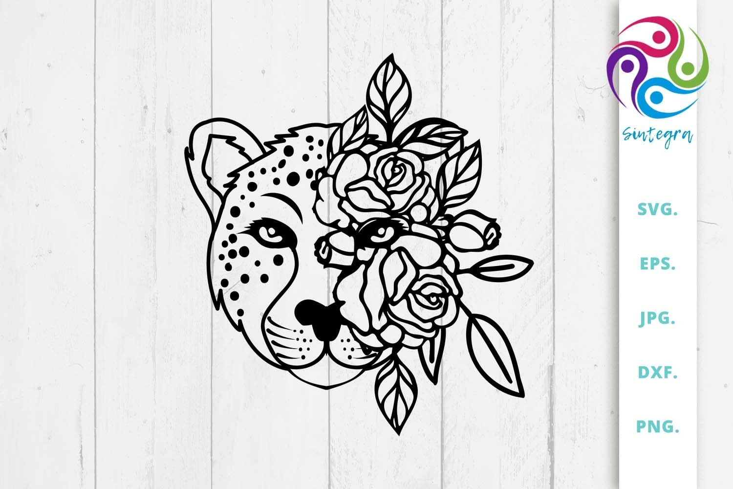 Cheetah Floral SVG, Cheetah Cut File