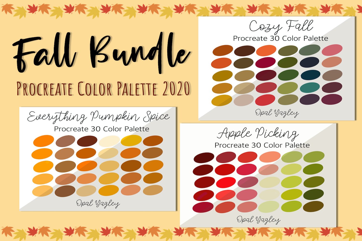 Fall Autumn Color Bundle / 90 Color Swatches for Procreate