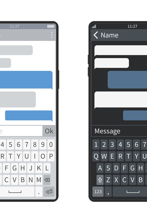 Smartphone chat. Screen mobile device keyboard with messagin