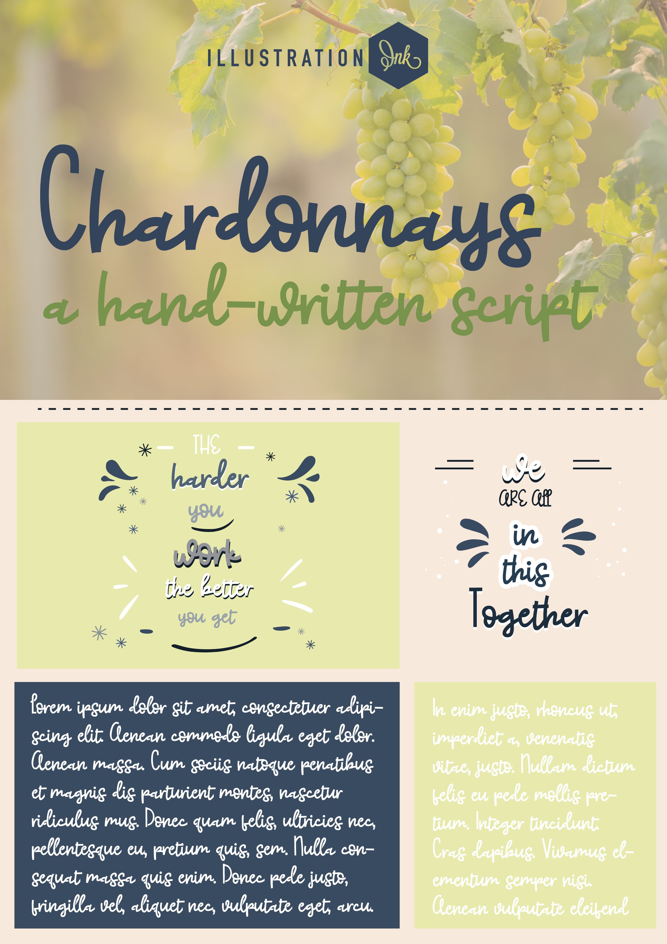 Hand-crafted, hand-written, script font