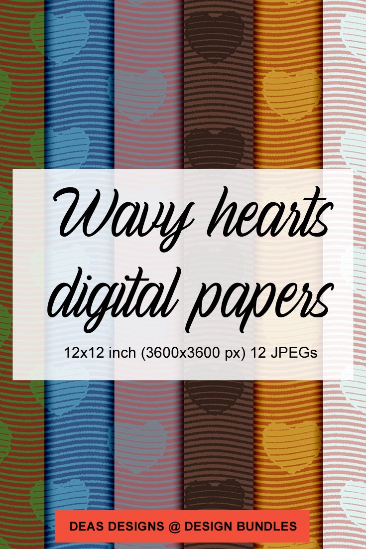 Wavy hearts digital papers