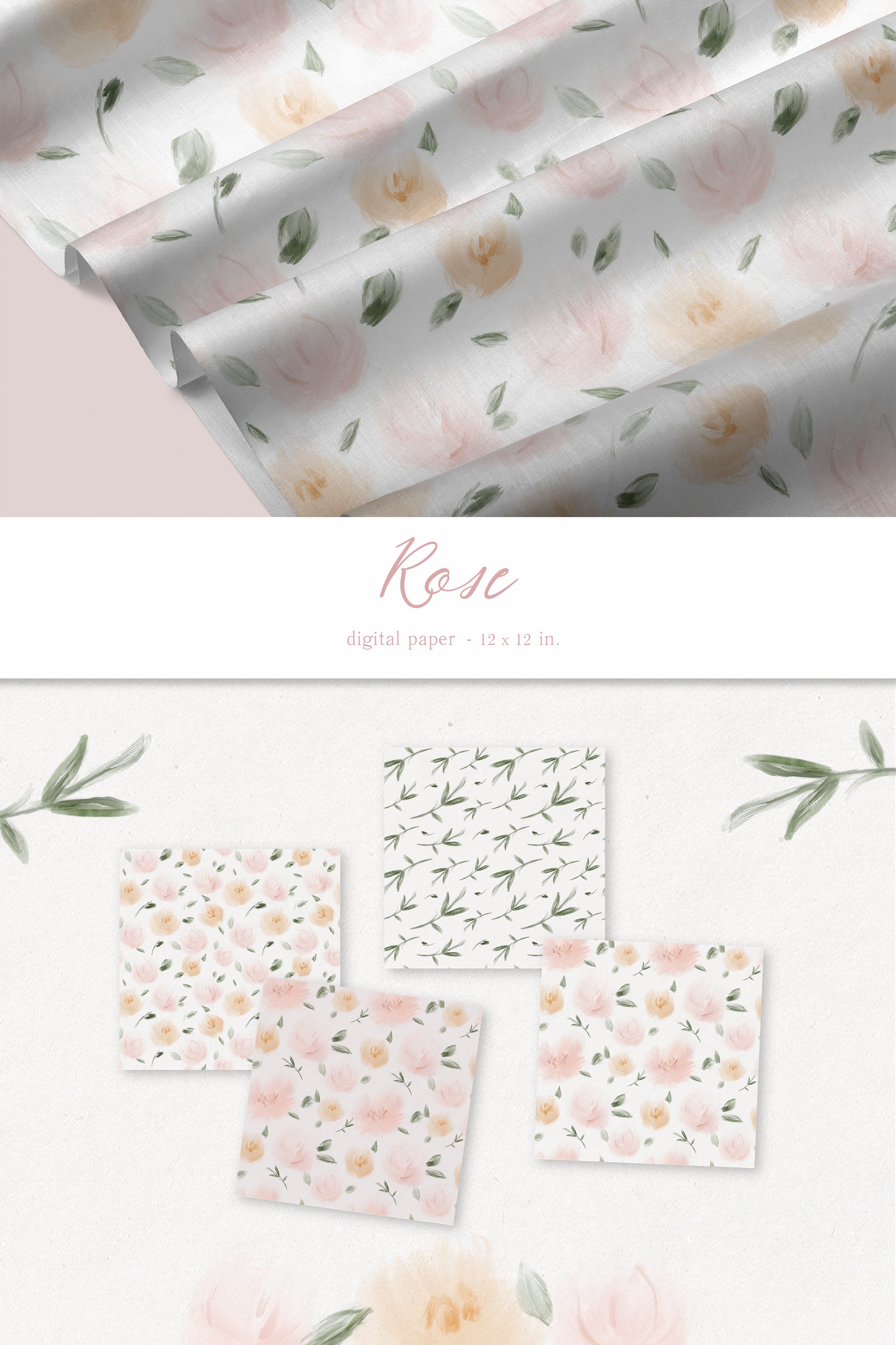 Rose digital paper, Background Floral digital paper, Flower