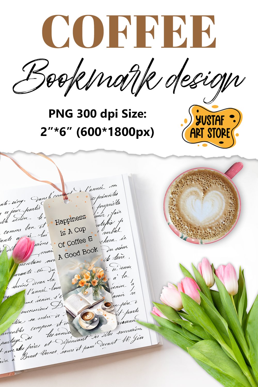Coffee Bookmark printable design. Book quote (3631834)