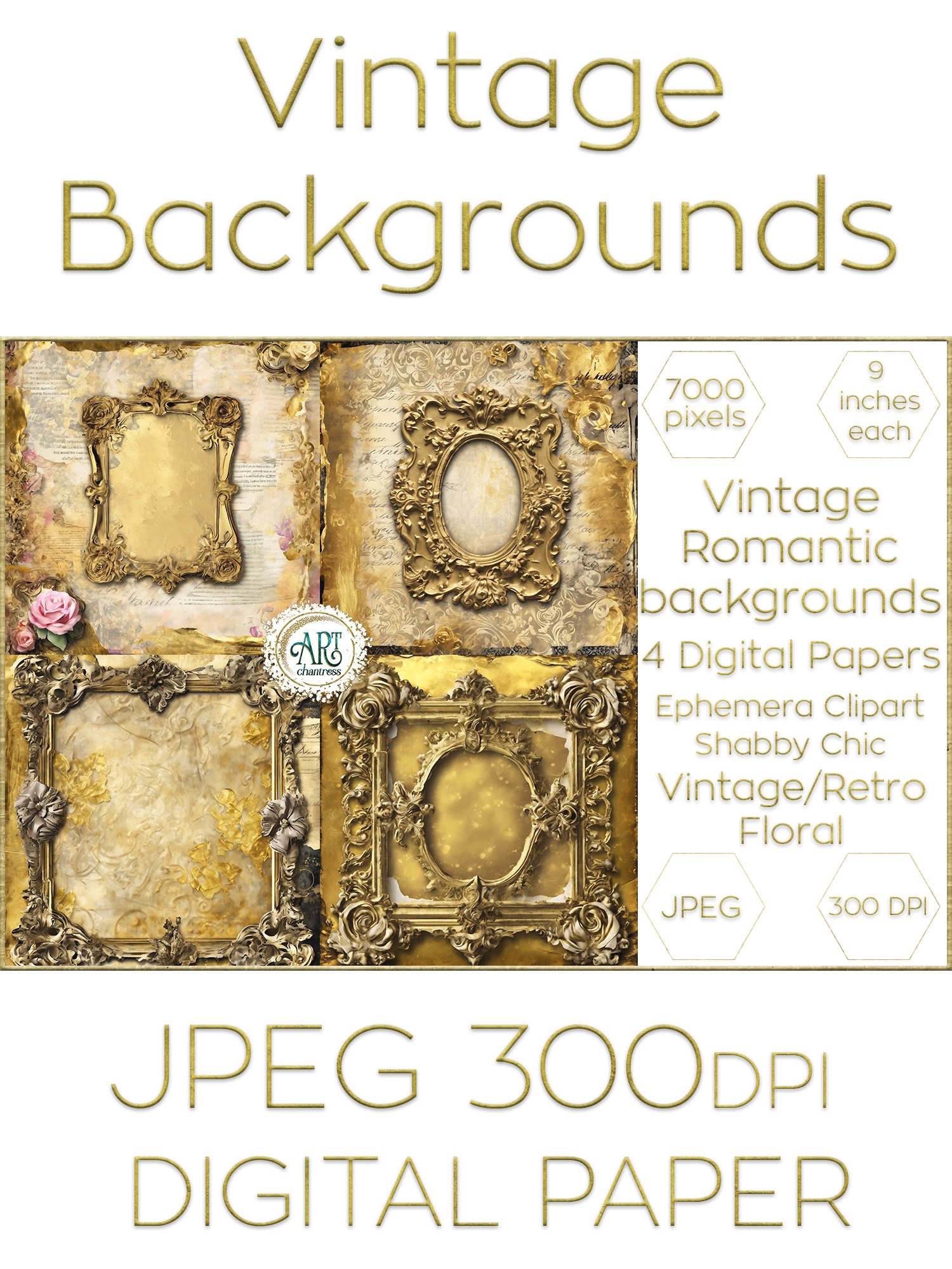 Vintage Fantasy Old Frames Gold Graphics Digital (3212801)
