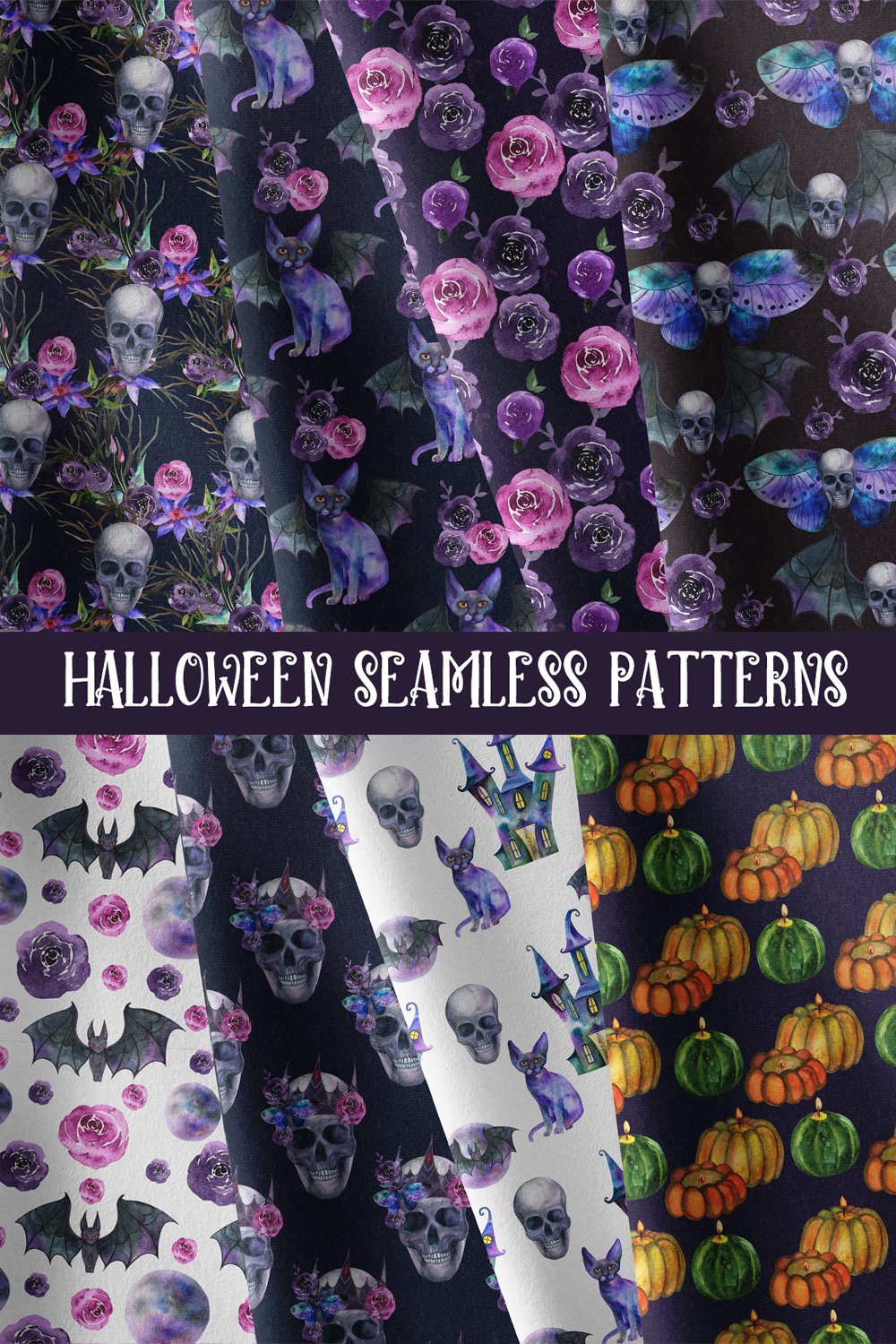 Halloween digital paper. Seamless patterns. PNG. JPG