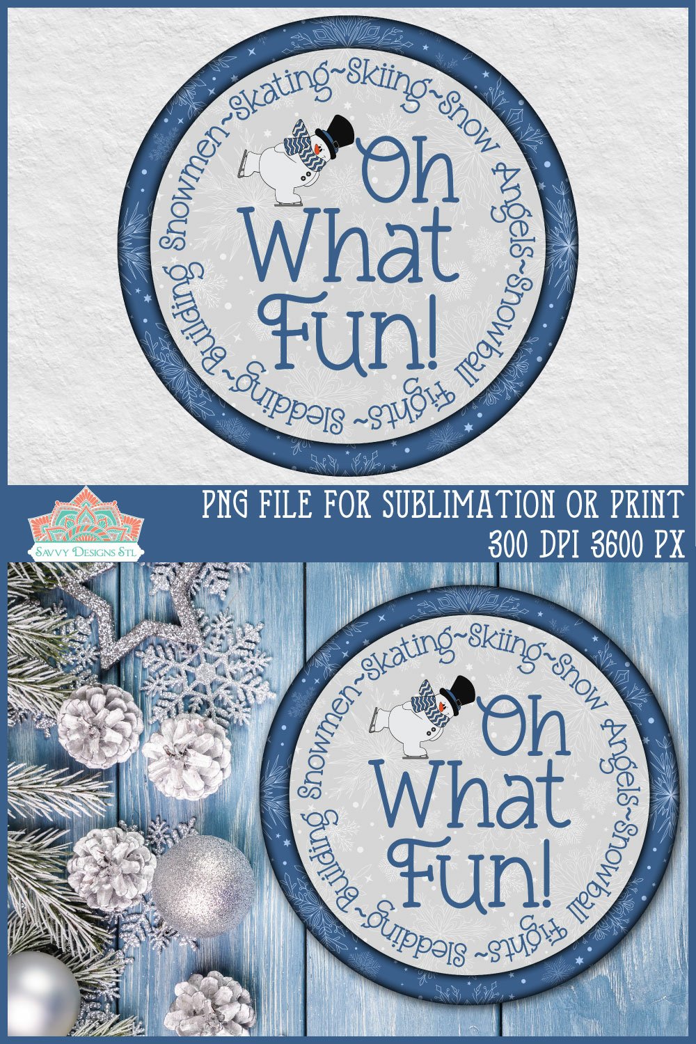 Skating Snowman | Round Winter Sign