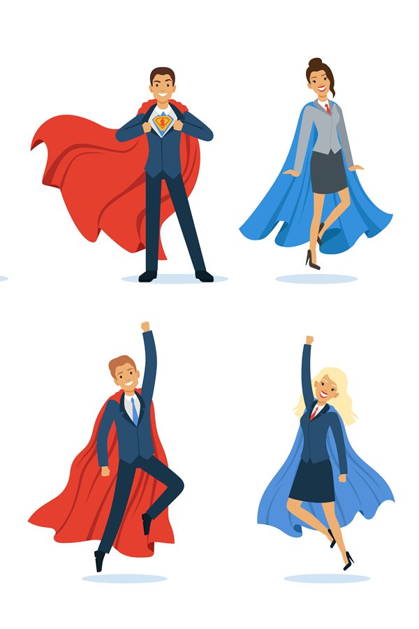 Business superheroes. Successful managers and bosses male an