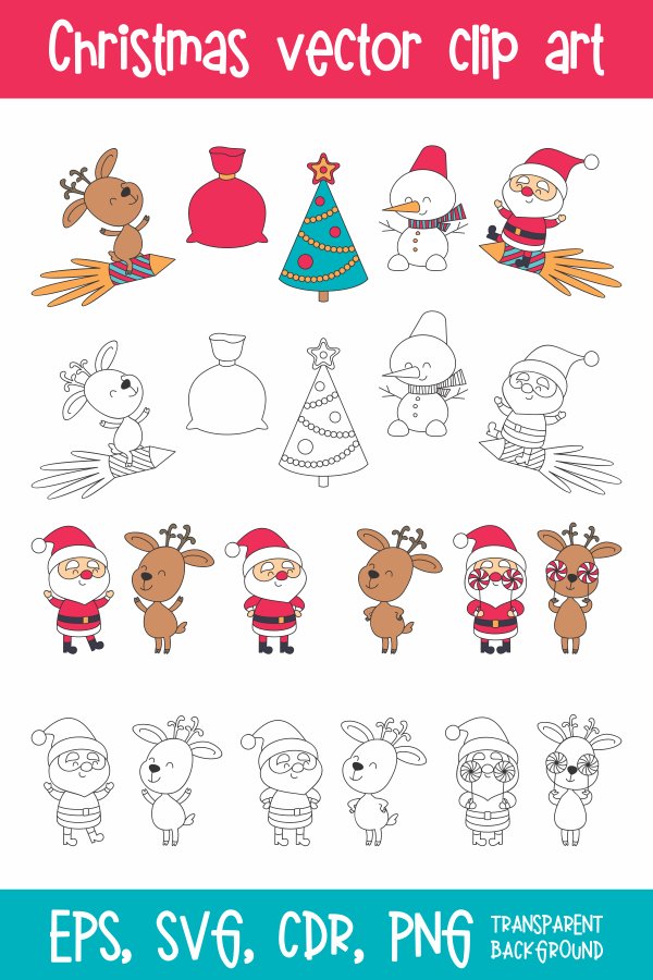 Santa Claus and deer. Christmas clip art