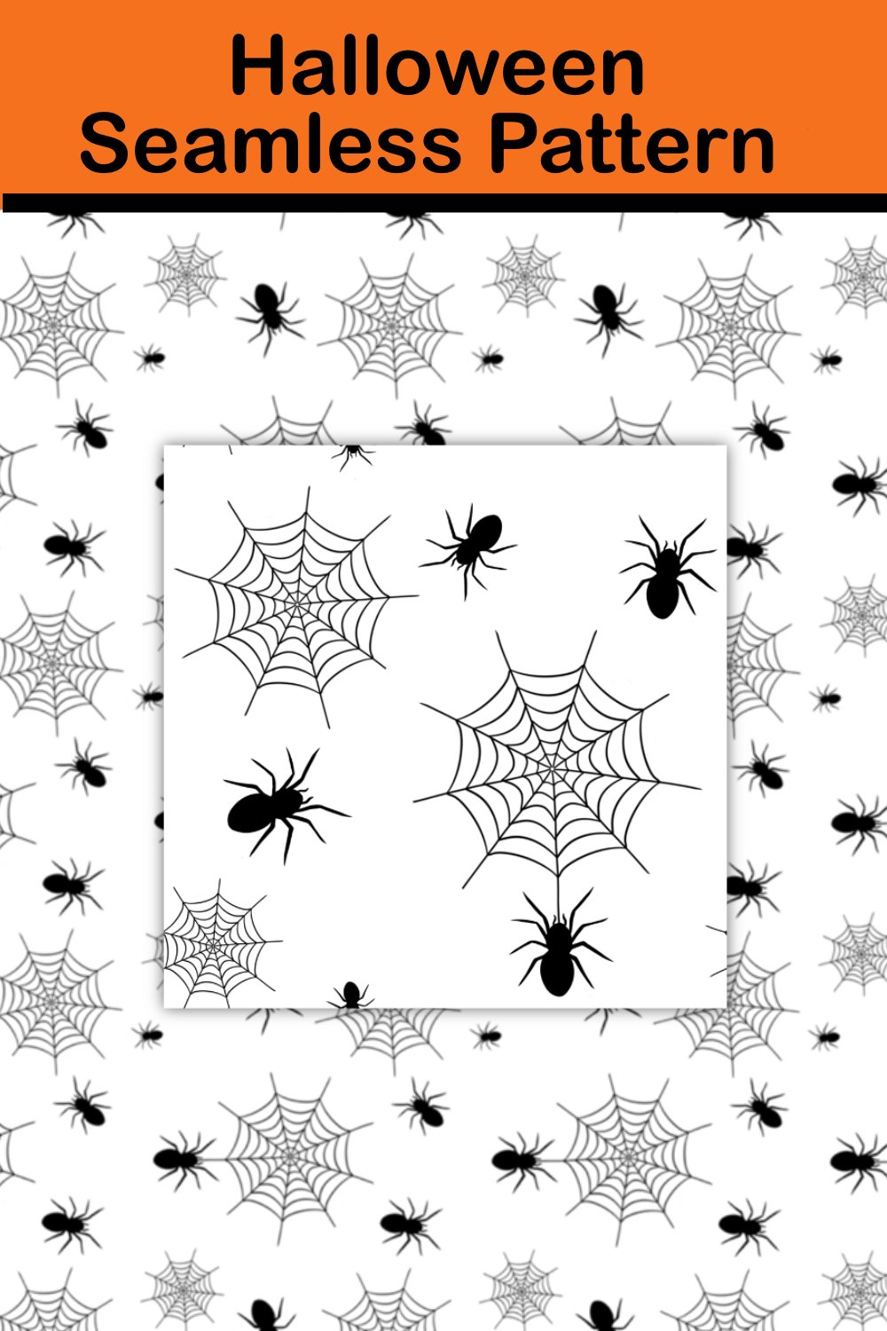 Halloween Seamless Pattern with Spiders and Webs