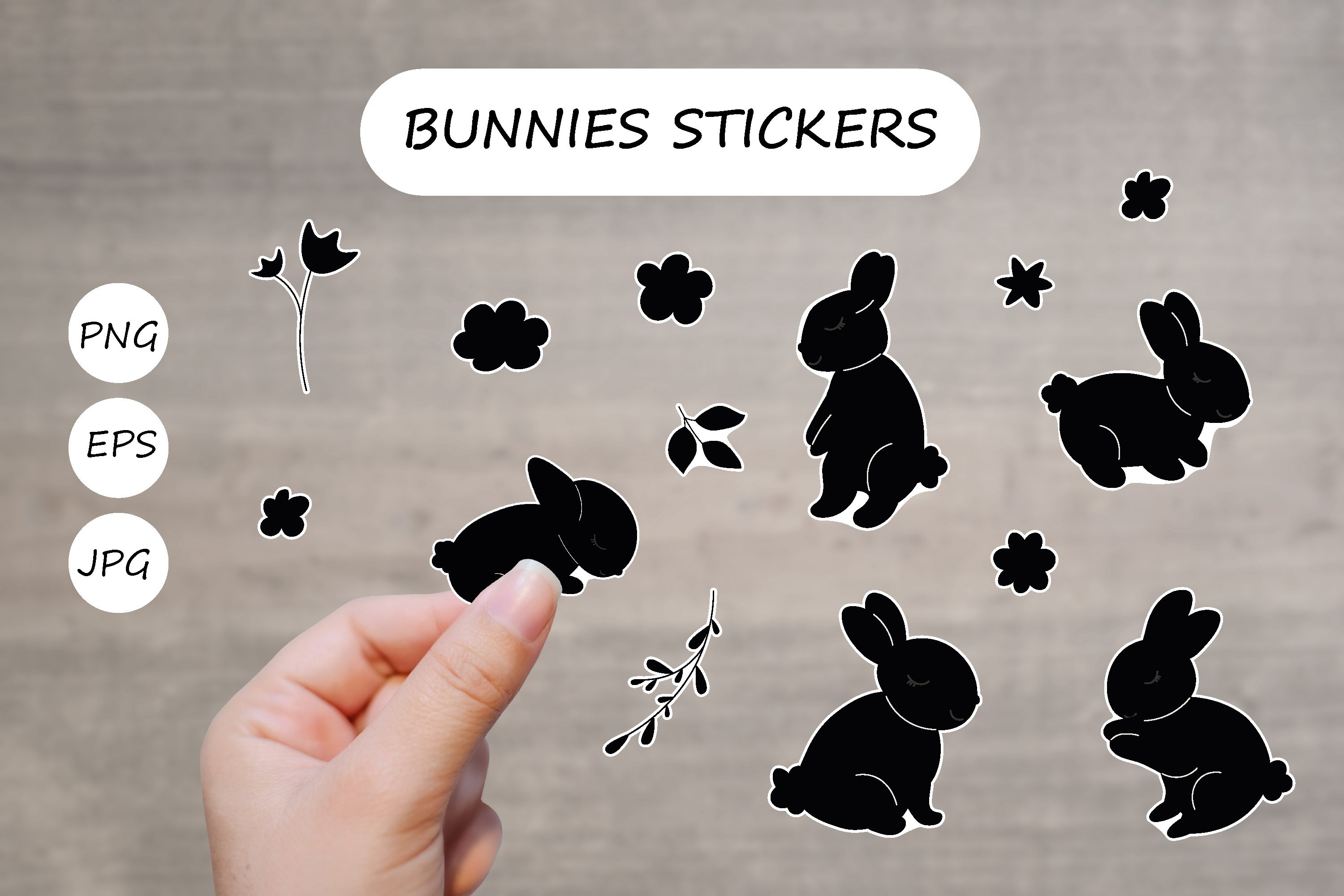 Cute Bunnies Printable Stickers Cricut Design (1338803)