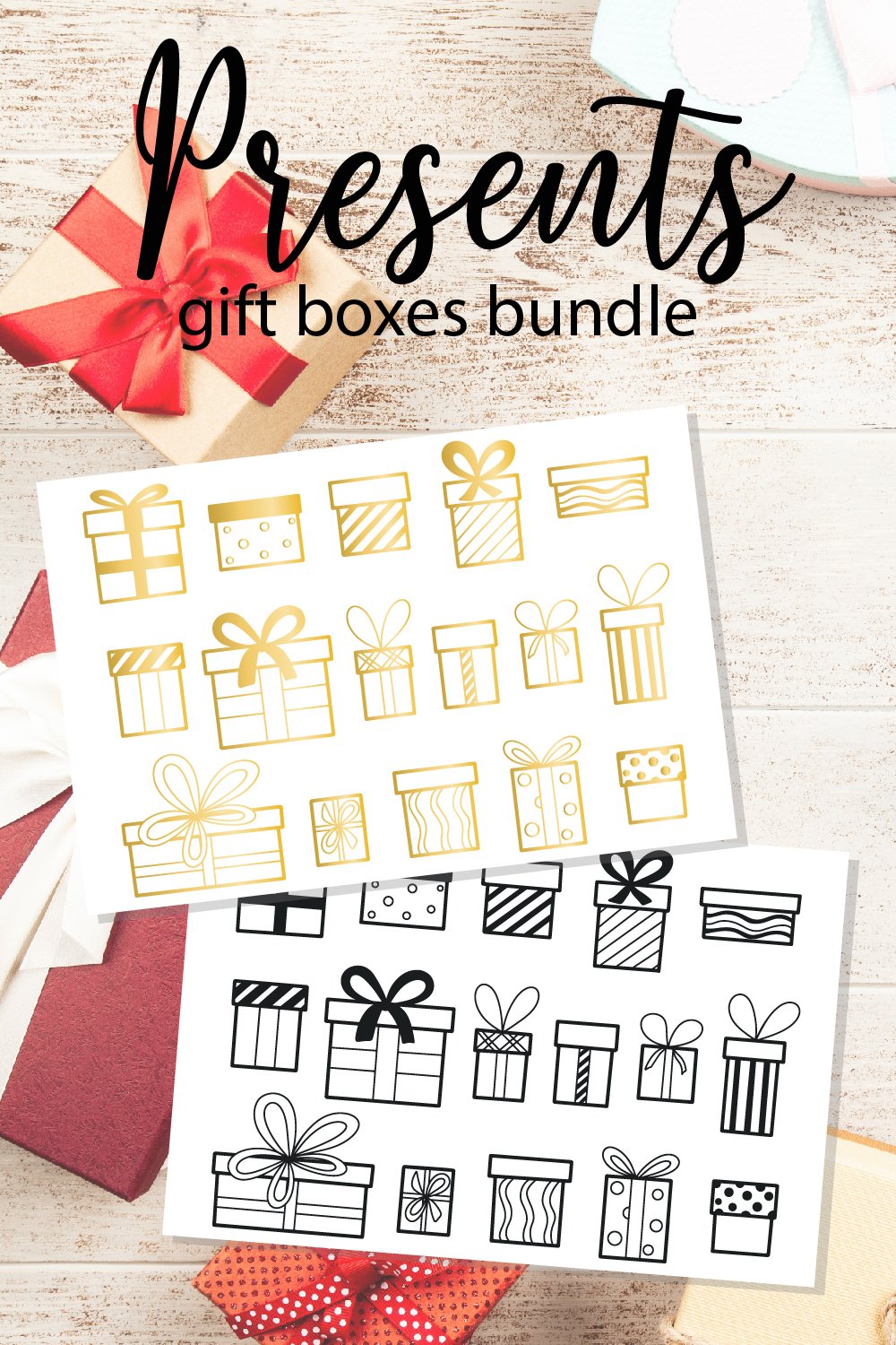 Presents set SVG - Gift box bundle - silhouette SVG