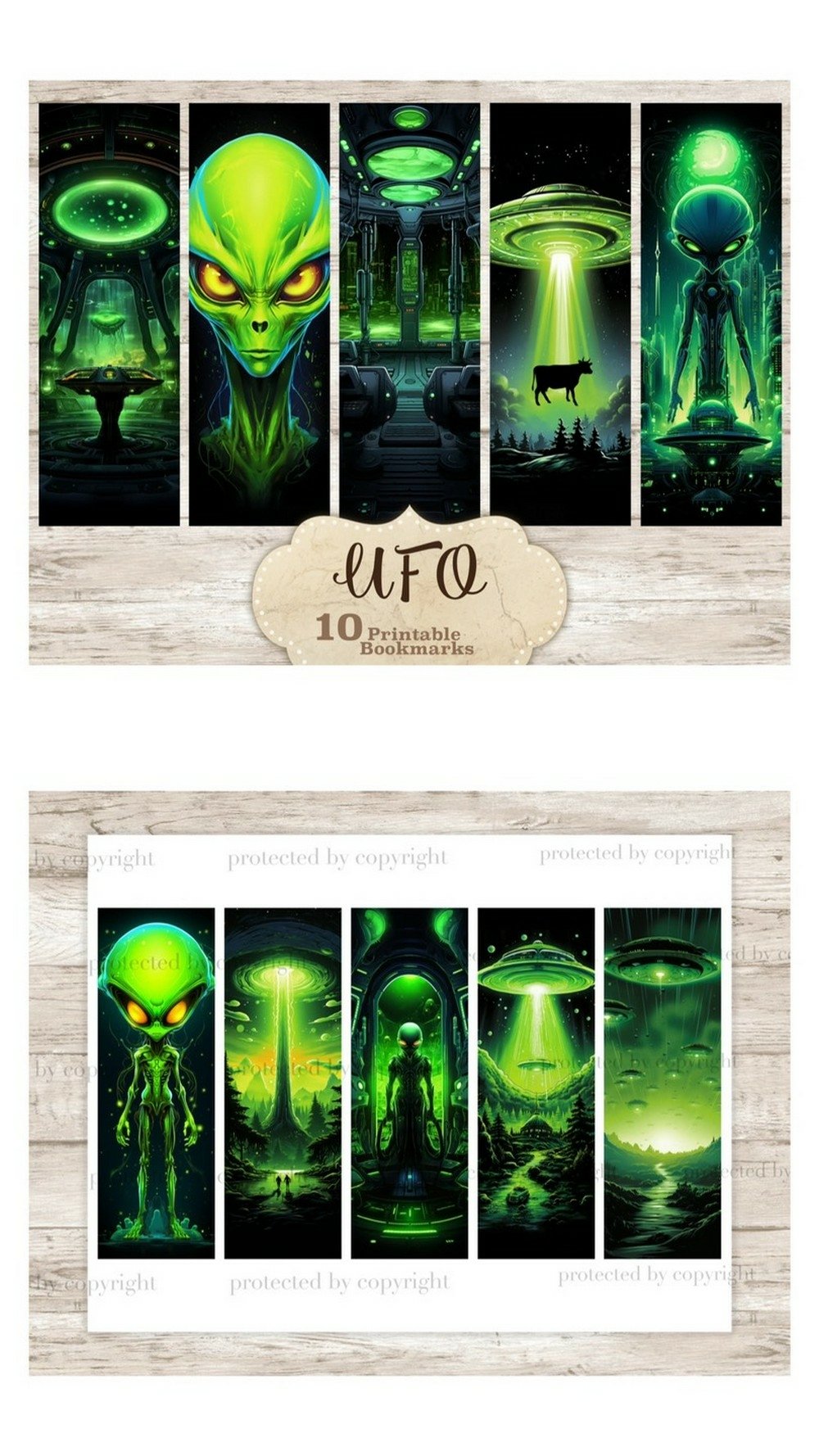 UFO Bookmarks Printable | Alien Bookmarks Printable
