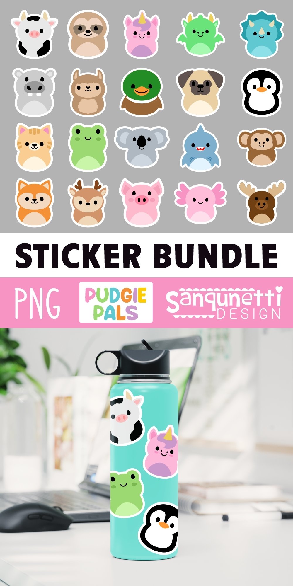 Pudgie Pals Animal Bundle | Cute Animal stickers