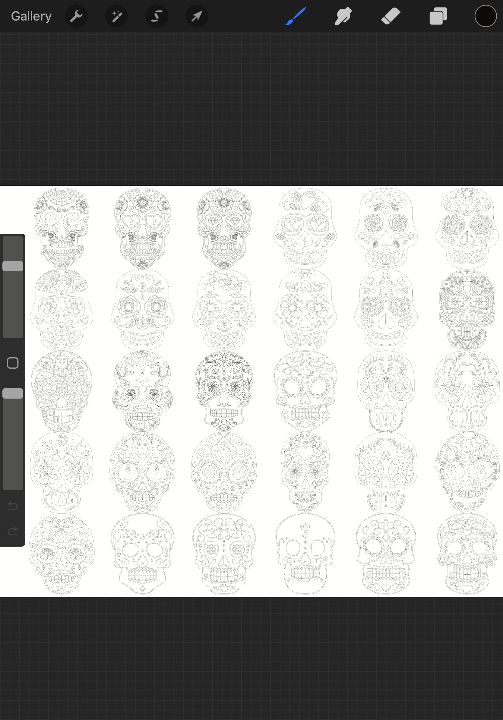 Sugar Skulls Set 1 Procreate Brush Stamps, 30 Sugar Skulls