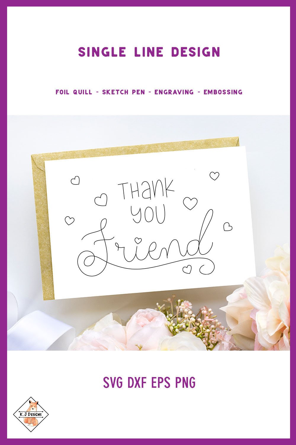 Thank You Friend Foil Quill | Single Line Design