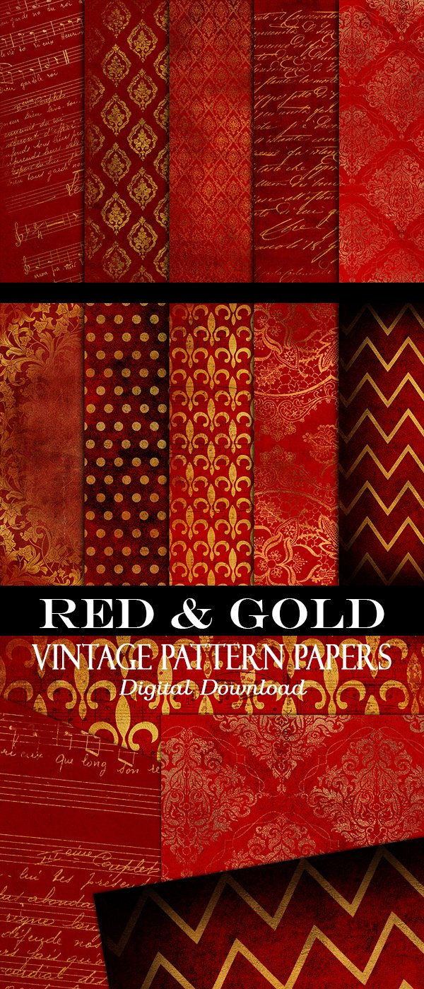 Red & Gold Vintage Papers