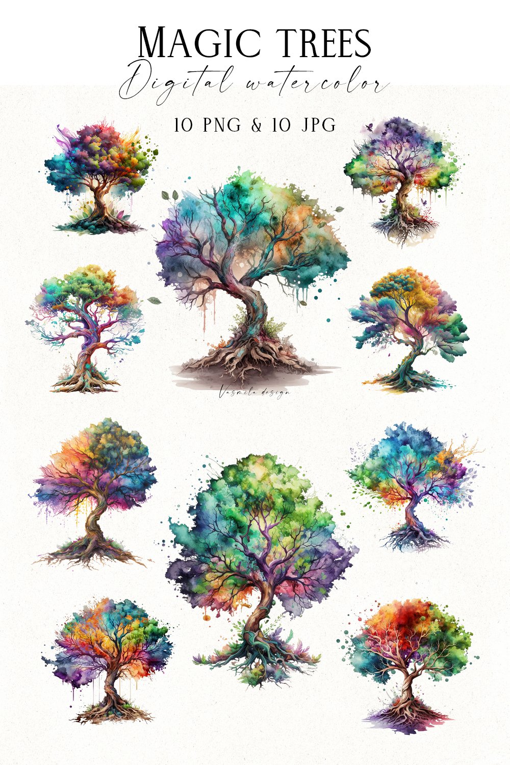 Abstract Colorful Magic Trees PNG