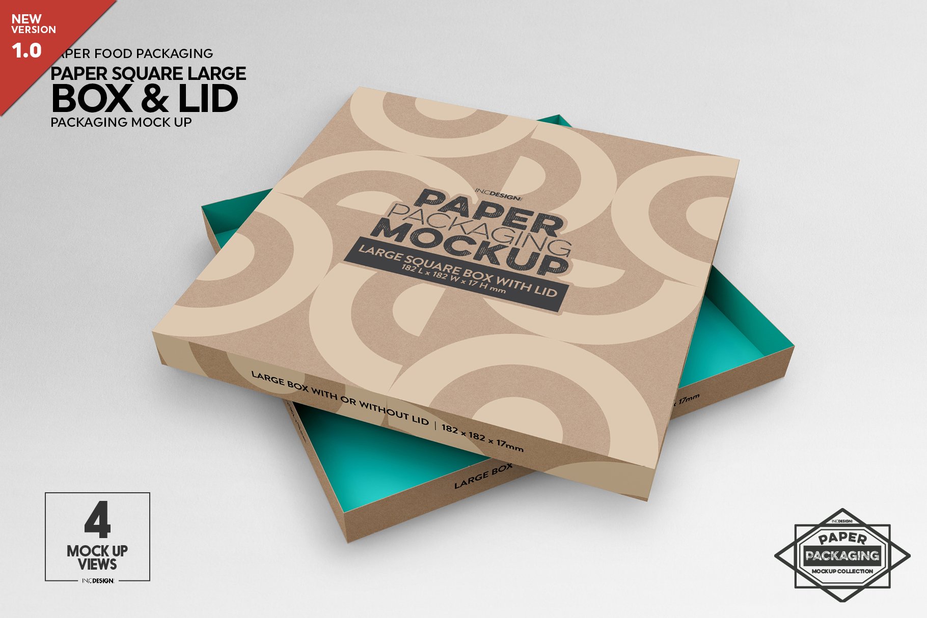 Large Square Paper Box and Lid Packaging Mockup