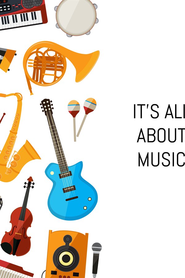 Vector cartoon musical instruments background with (873365)