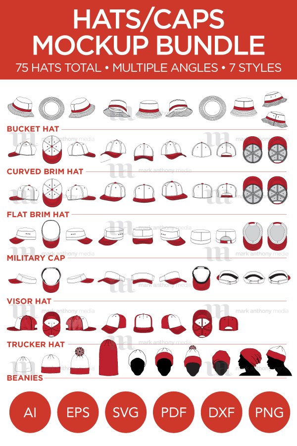Hats/Caps Bundle - Vector Mockup Template