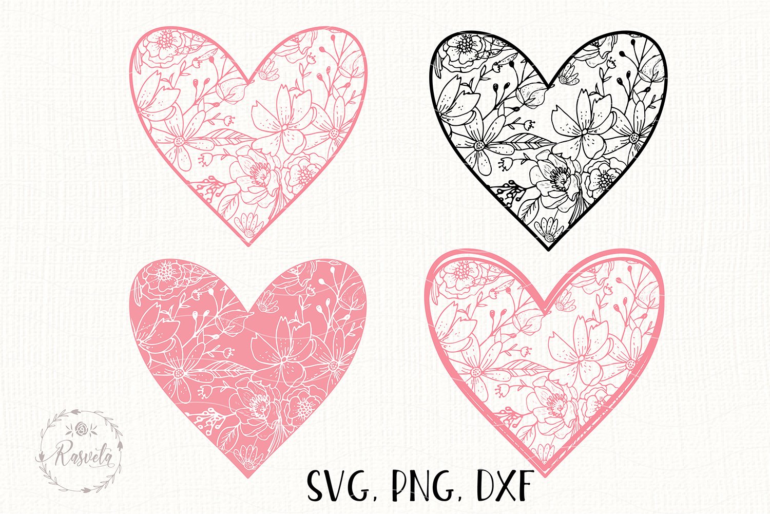 Valentines Love Heart with a Floral Pattern/2
