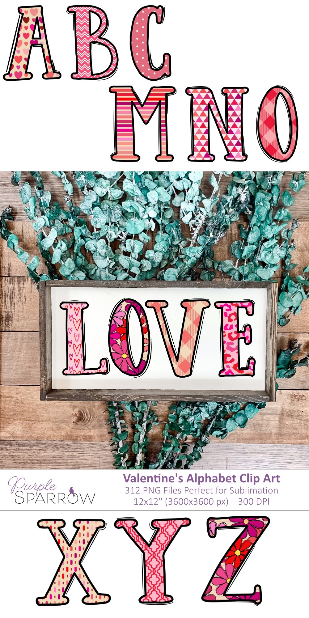 Valentine's Alphabet Clip Art Bundle | 312 Letters + BONUS