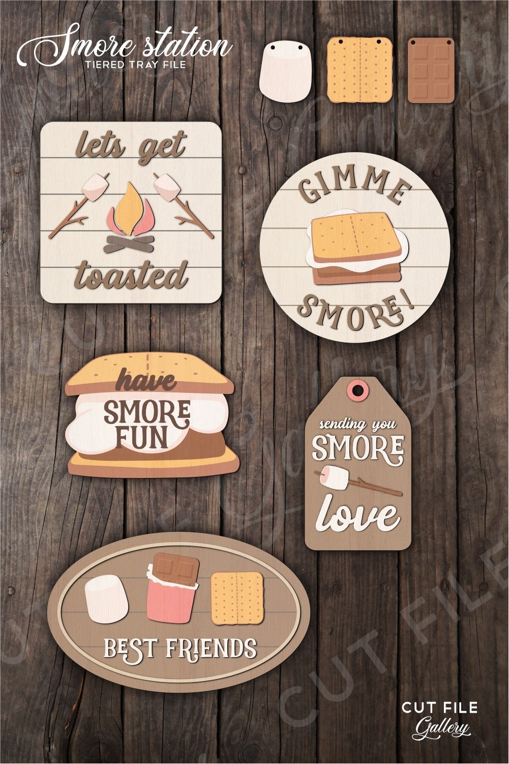 Smore Tiered tray decor svg, Smore laser cut bundle