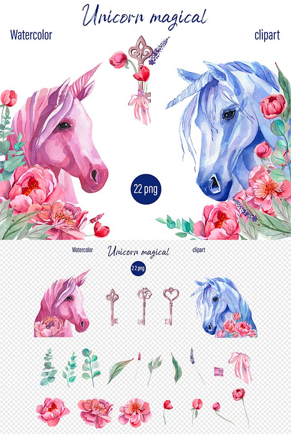 Unicorn clipart Watercolor (984123)