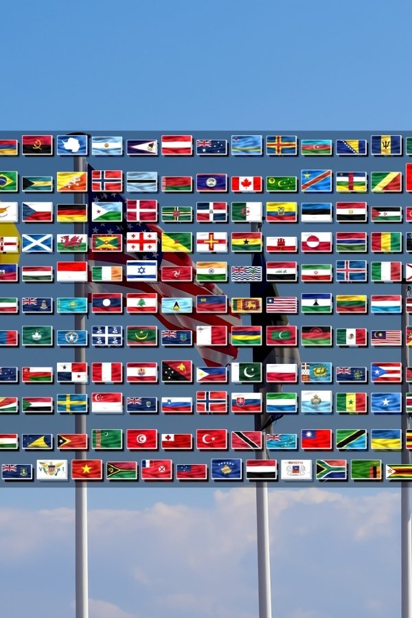 250 Flag backgrounds on fabric from all over the world