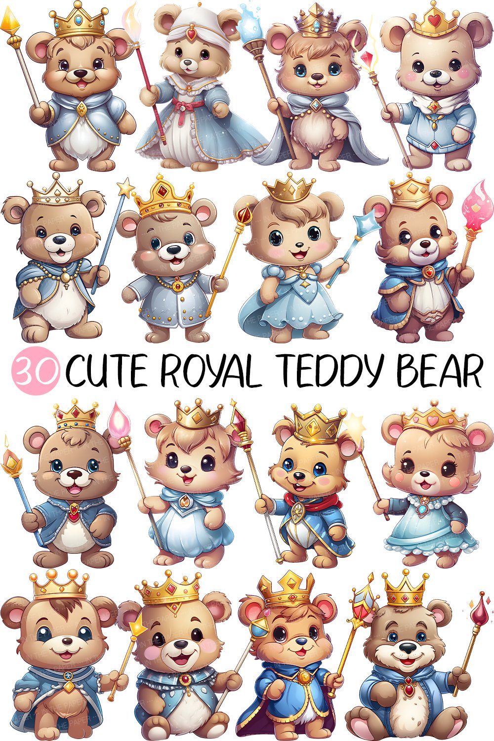 Cute Royal Teddy Bear PNG | doll clip art dress cloak wand