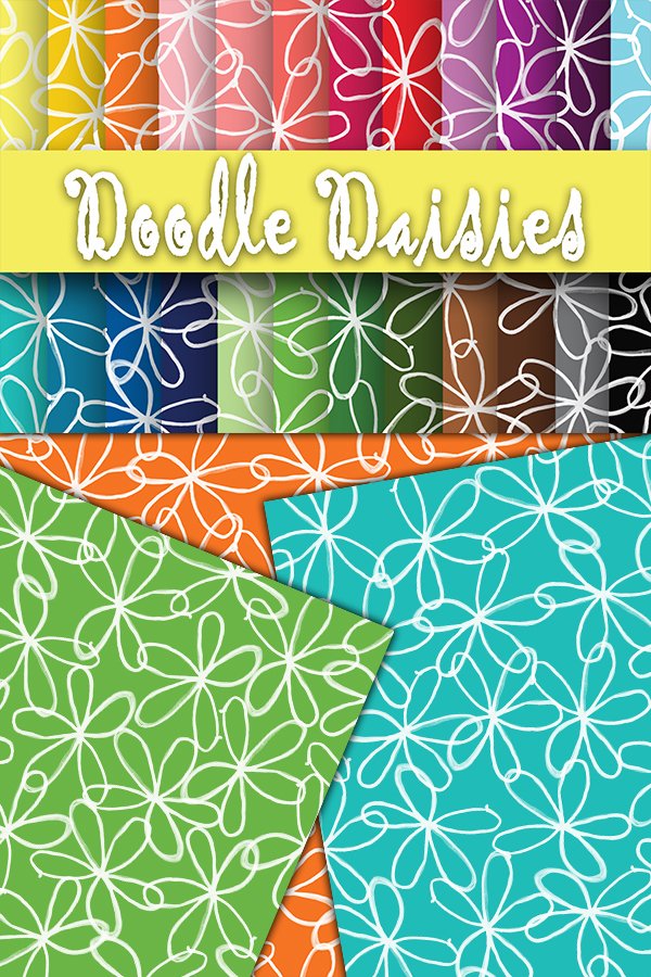 Doodle Daisies Digital Papers