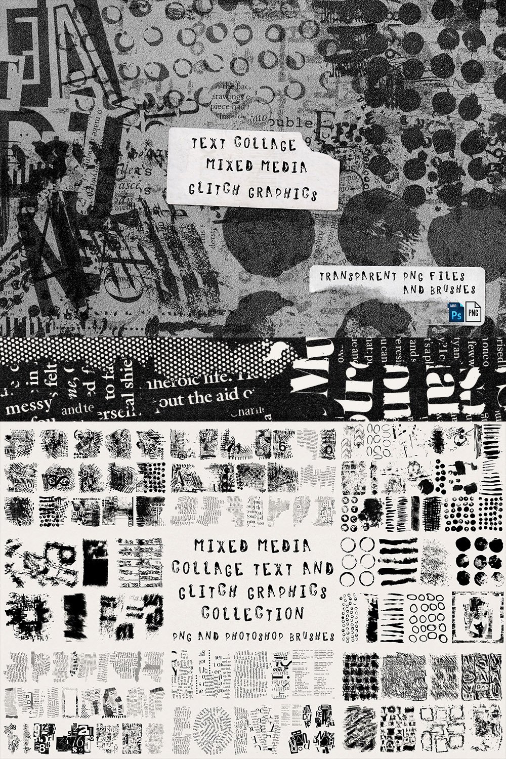Text, Mixed Media And Glitch Photoshop Brushes And Graphics