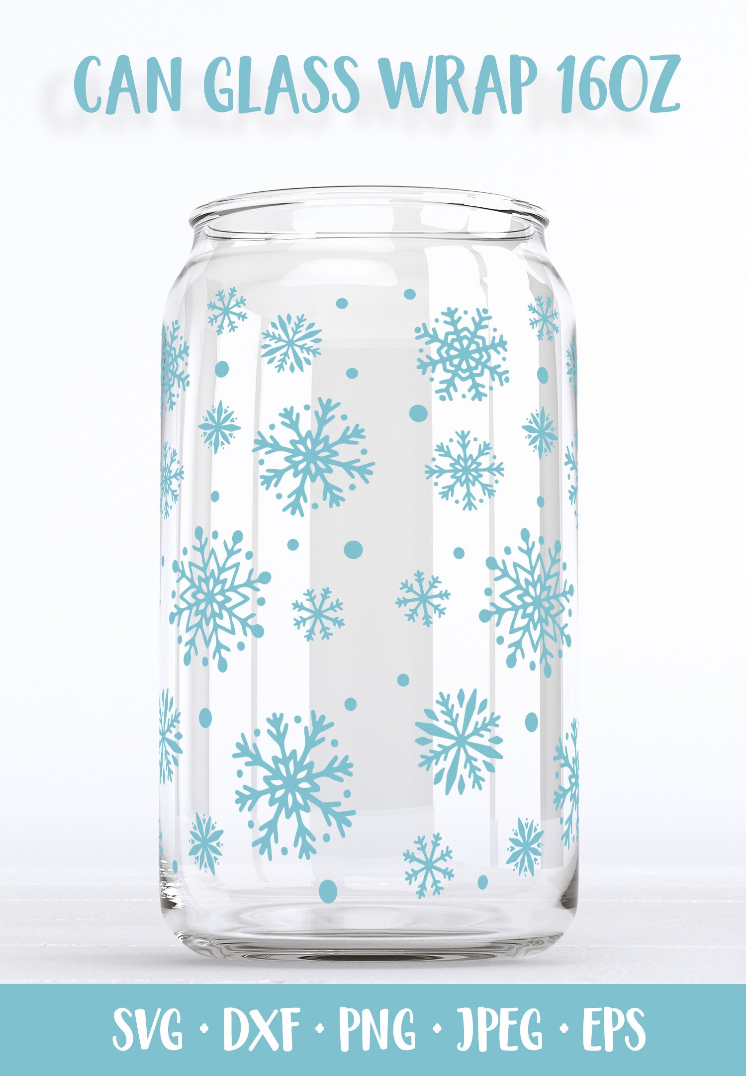 Snowflake Glass Can Wrap SVG. Winter Can Glass