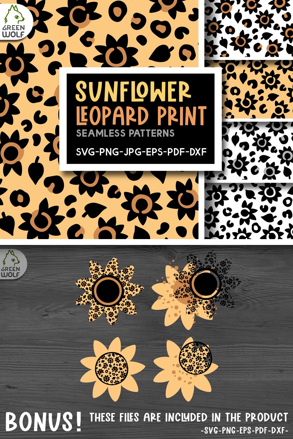 Sunflower leopard print svg Sunflower pattern Leopard svg
