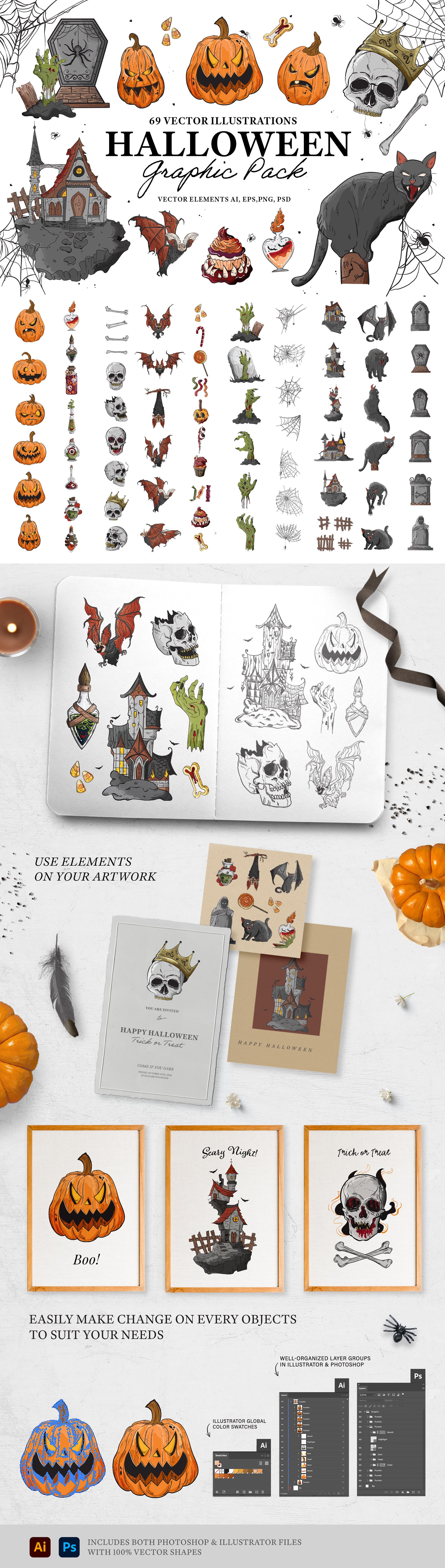 Halloween Vector Illustrations Pack