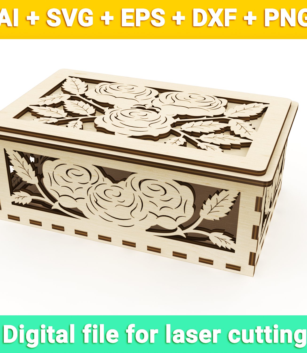 Jewelry box "Rose" vector for CNC svg vector file