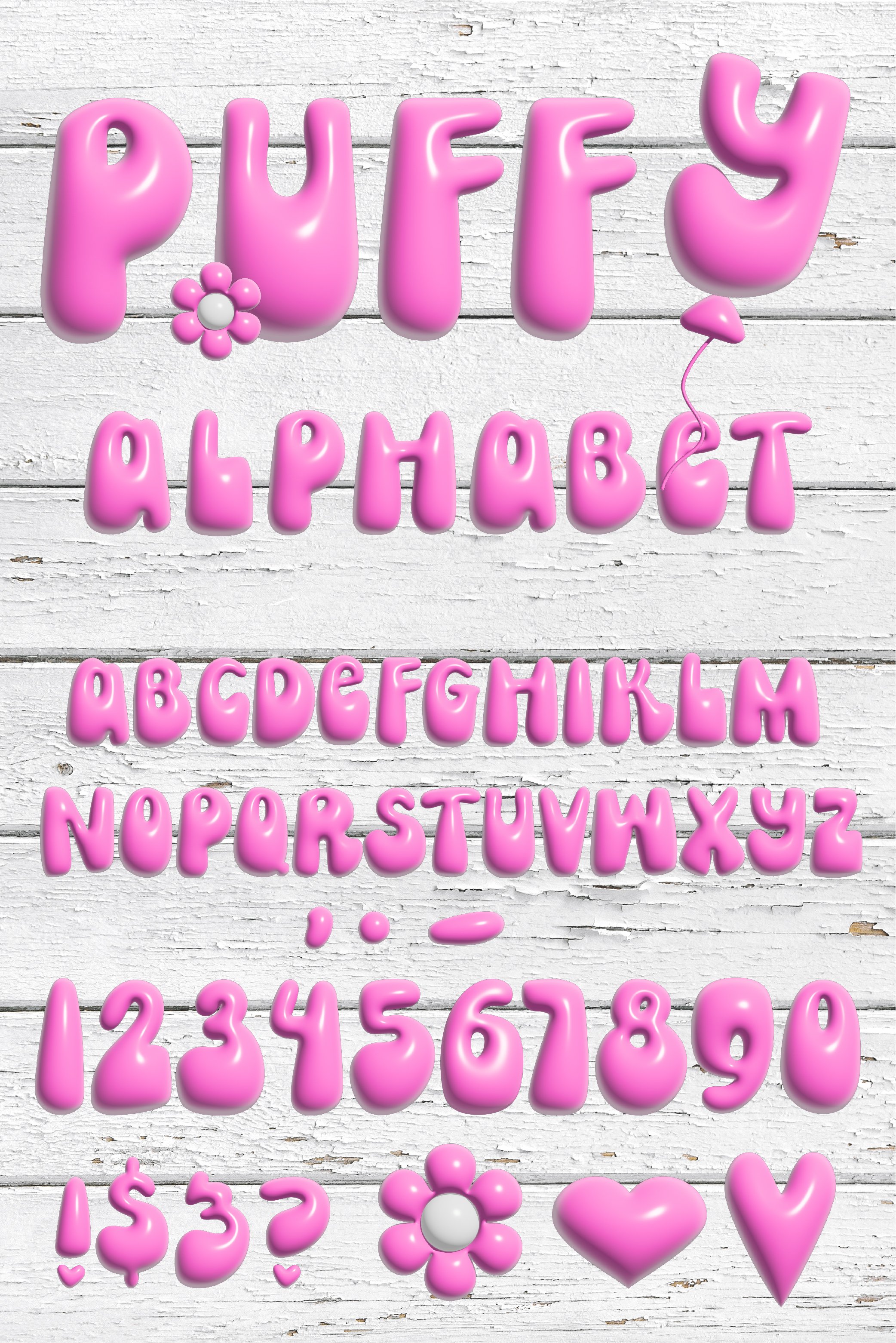 3D Inflated Alphabet Bundle PNG. Pink Puffy Alphabet PNG