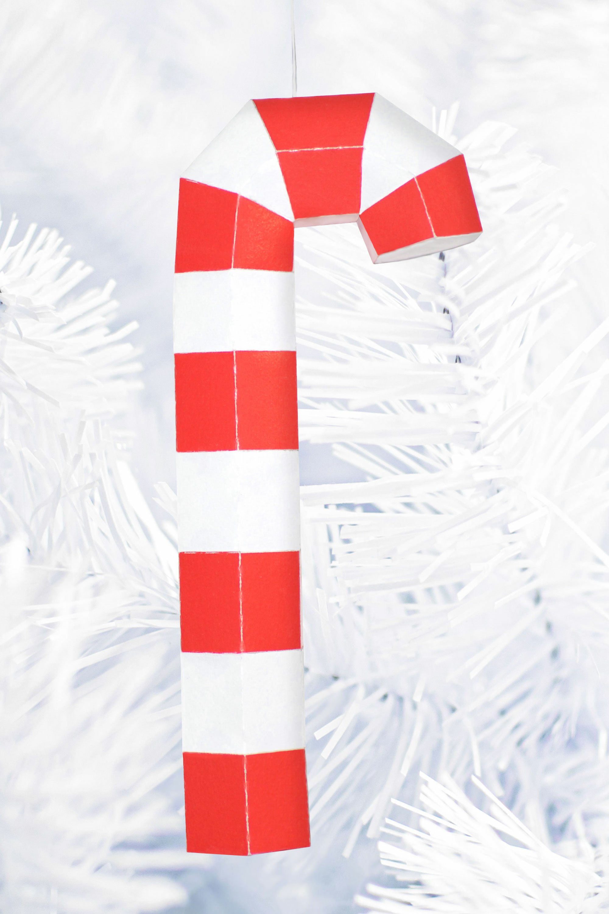 DIY Paper Candy Cane 3D Papercraft Cricut svg