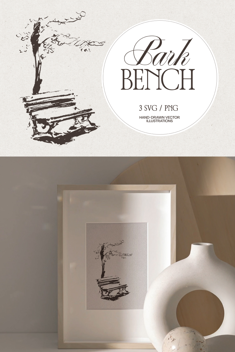 Hand Drawn Park Bench
