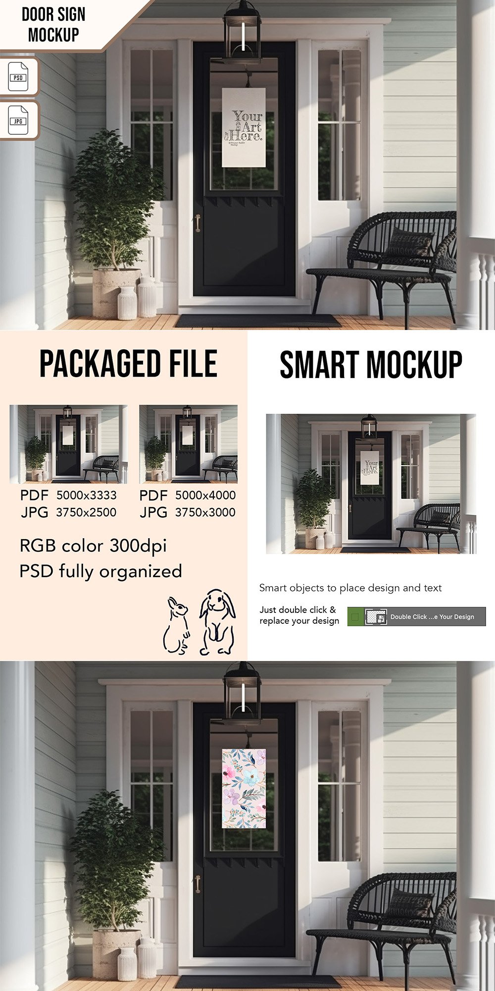 Door Sign Smart Mockup PSD & JPG Template Graphic