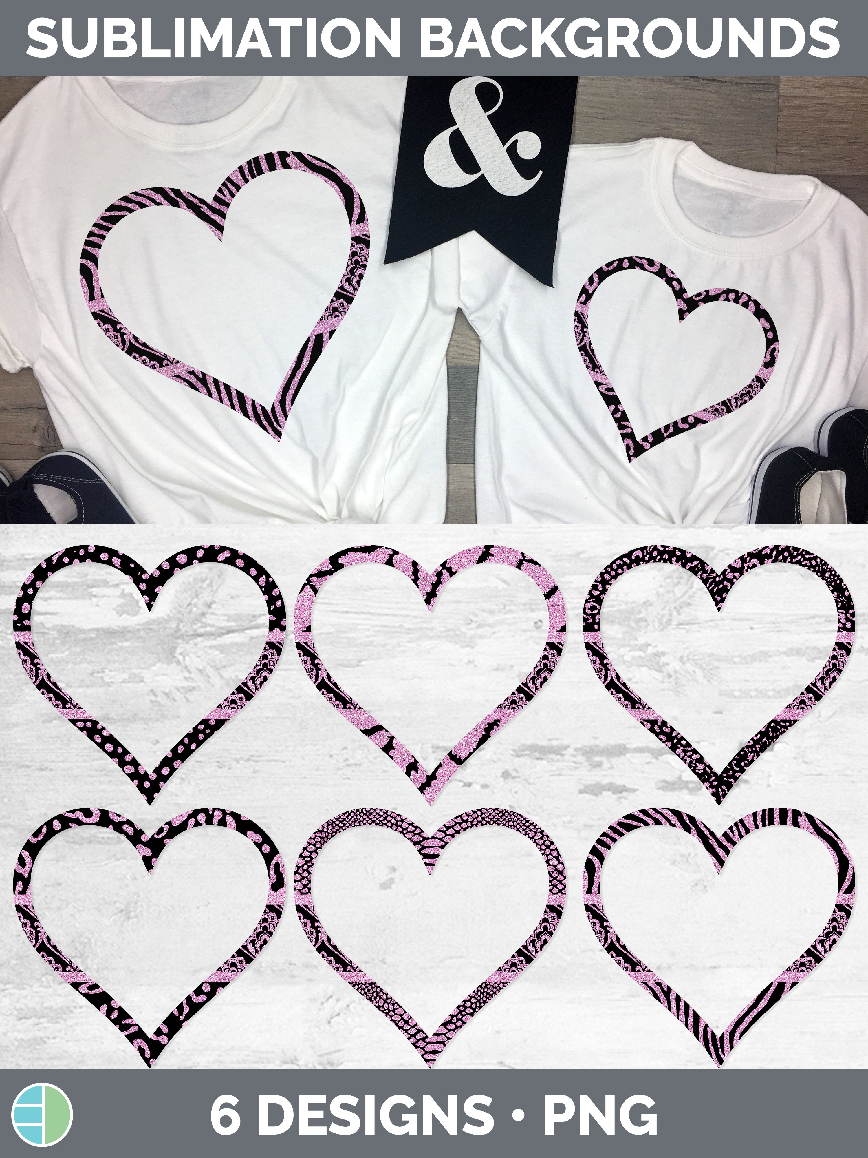 Pink Damask Heart Frame Clipart | Sublimation Designs