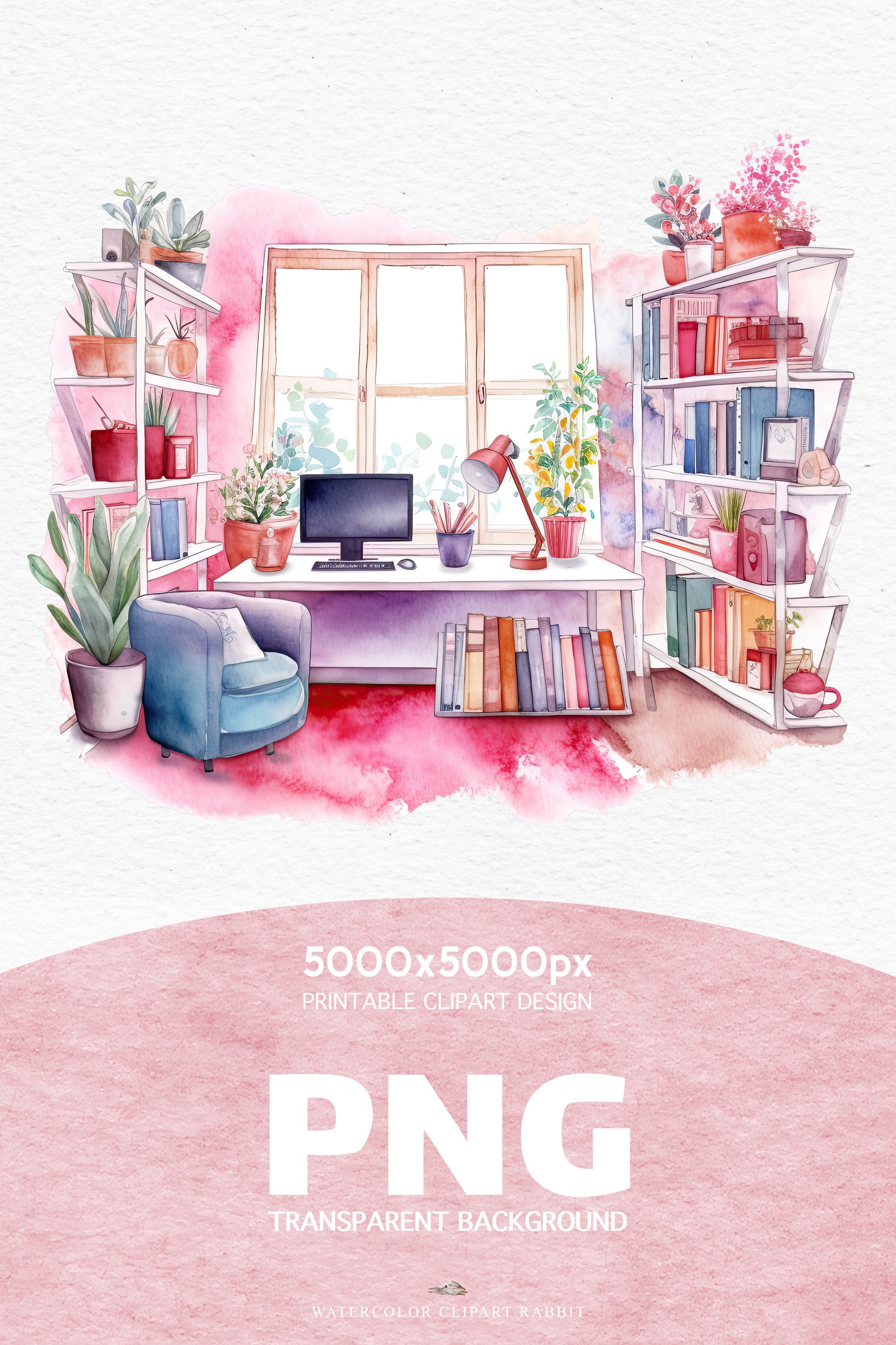 Pink Study Corner Clipart Artist Workspace PNG Scrapbooking