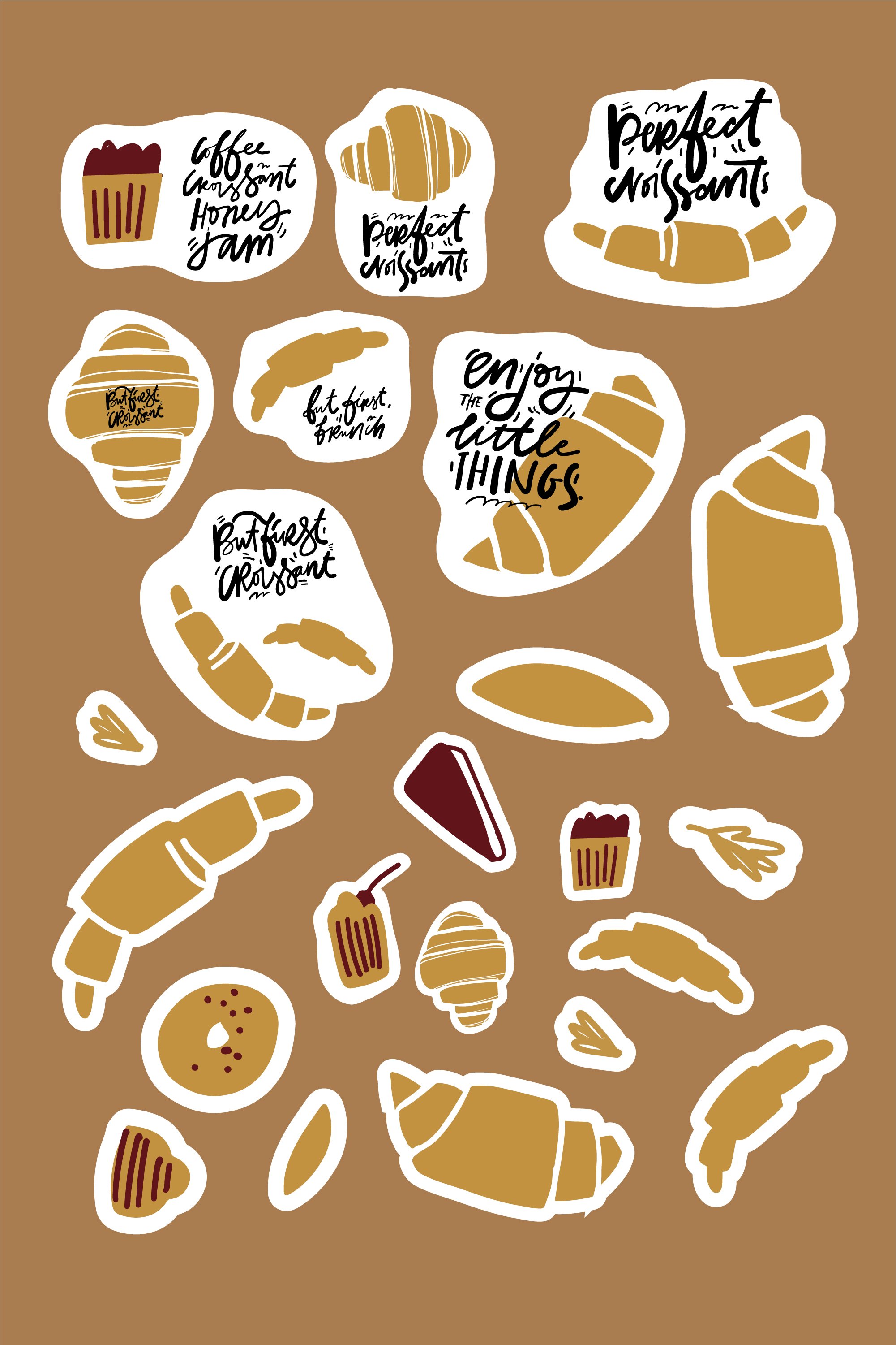 Croissant Stickers.Food Stickers.Breakfast (1154664)