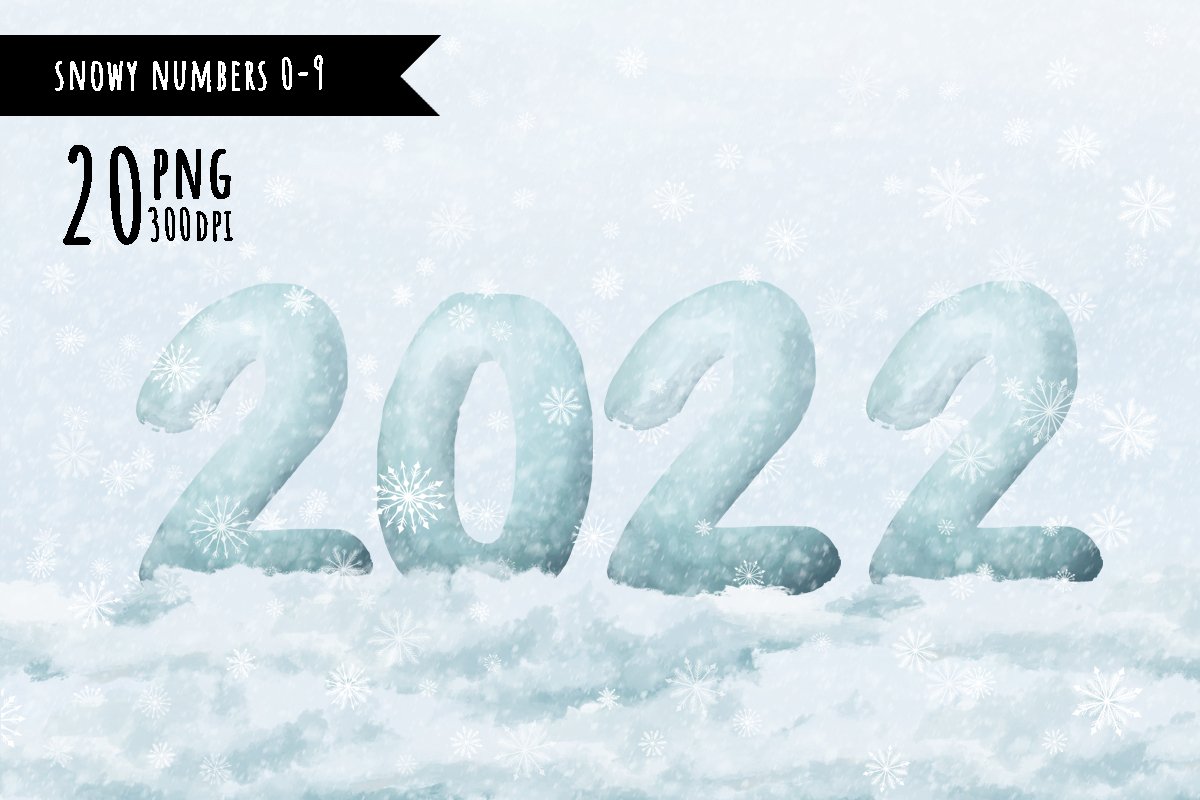 Drawn snowy bold numbers bundle