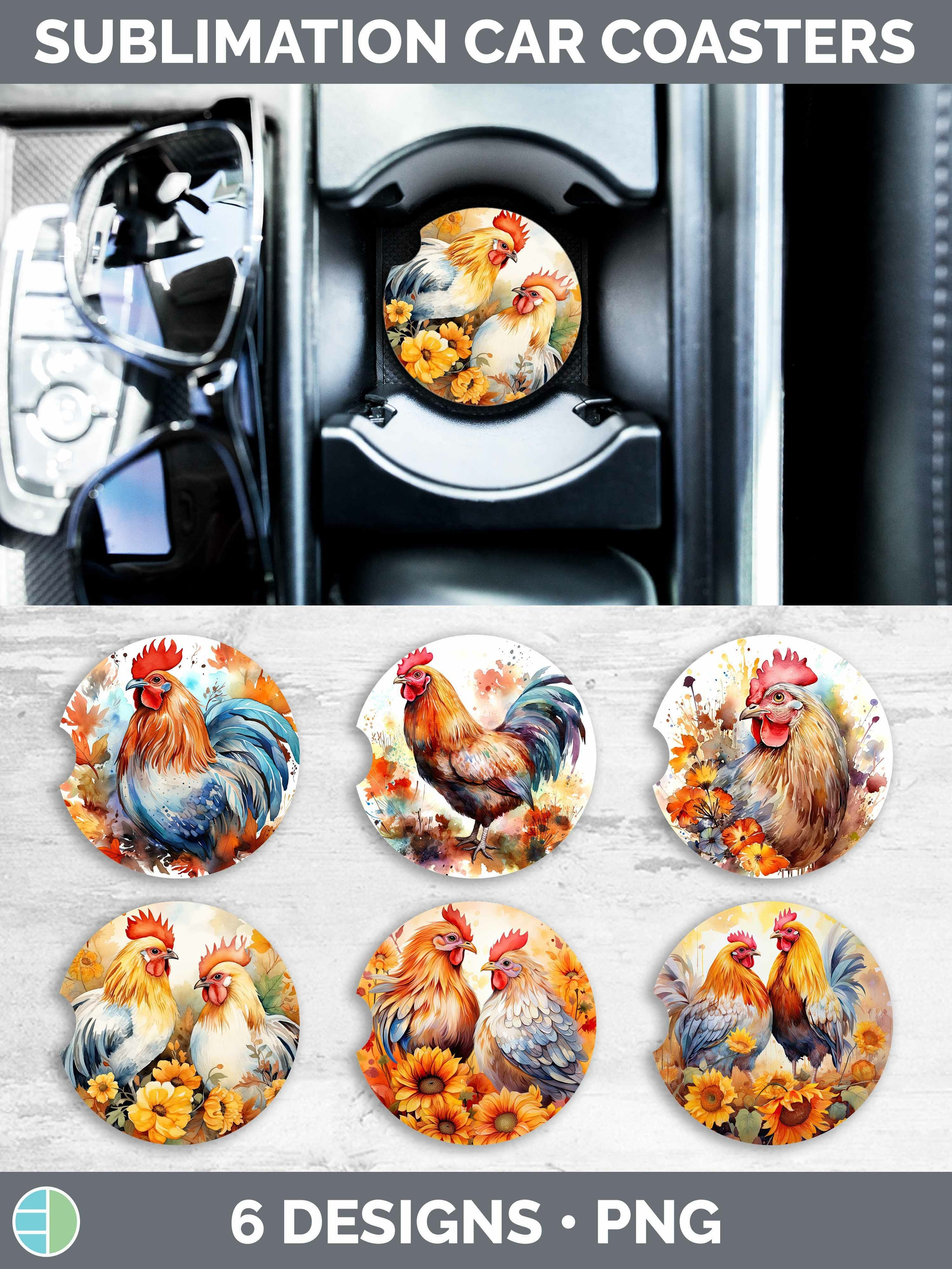Autumn Chicken Car Coaster | Bundle Coaster Designs